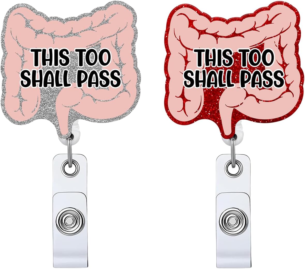 Amazon.com : 2P This Too Shall Pass Retractable Badge Reel with ID Clip ...