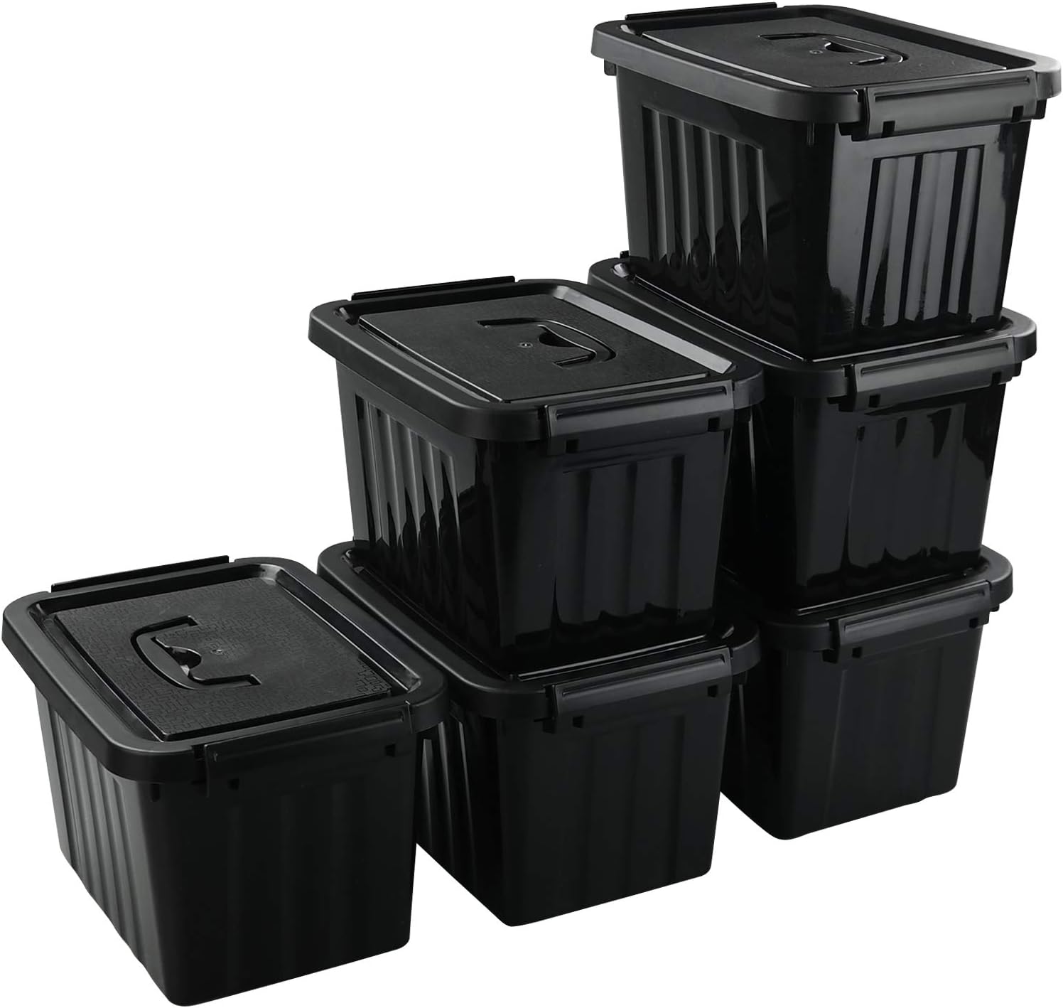 Amazon.com - Tyminin Black Plastic Storage Bin ith Lids and Latch ...