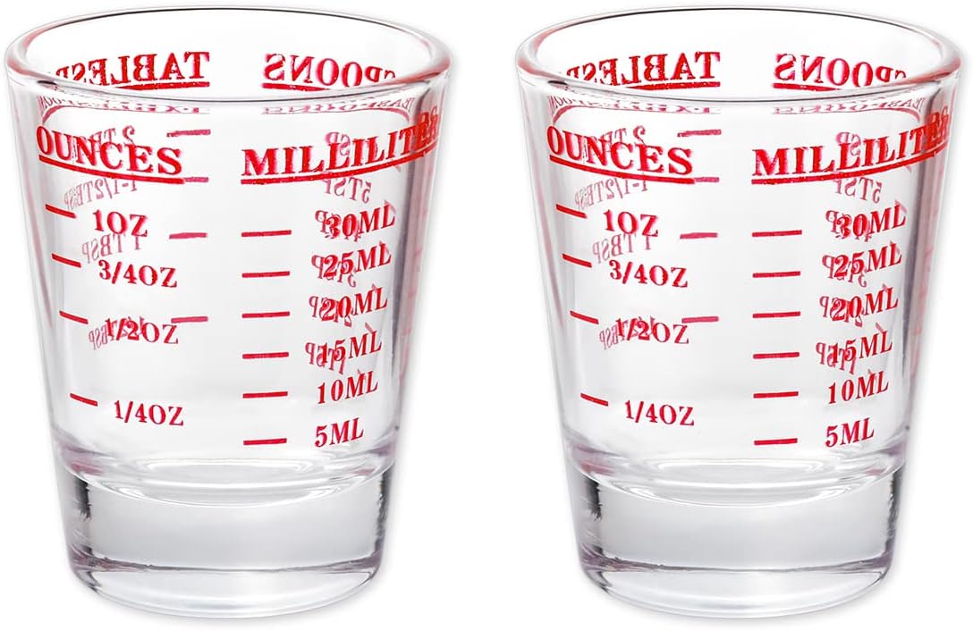 Measuring Cups 2 Pieces Small Measuring Cup with 4 Kinds of Scale Shot ...