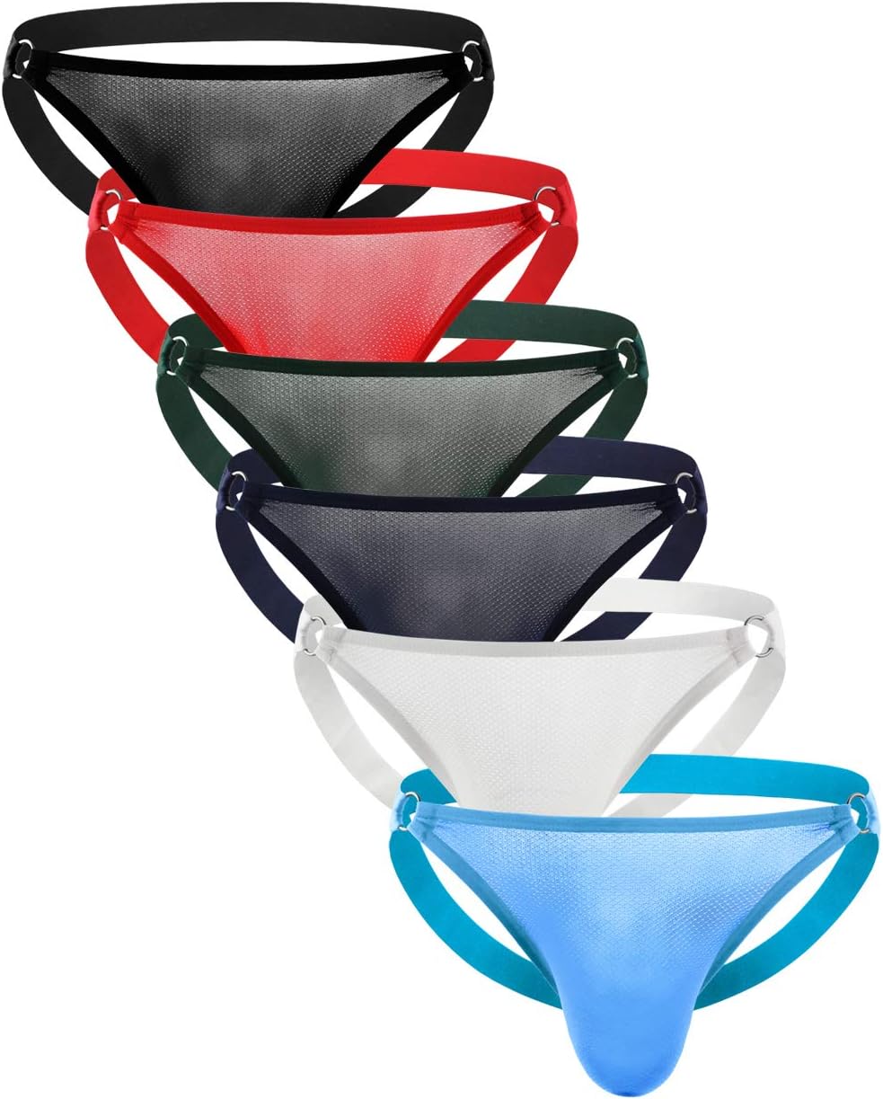 Amazon.com: YuKaiChen Men's Ice Silk Jockstrap Thong Underwear ...