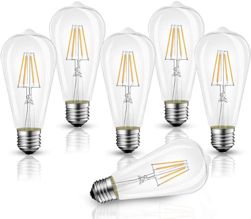 WJDH ST21 White LED Edison Bulb 4.5W(40 Watt Equivalent), Dimmable ...