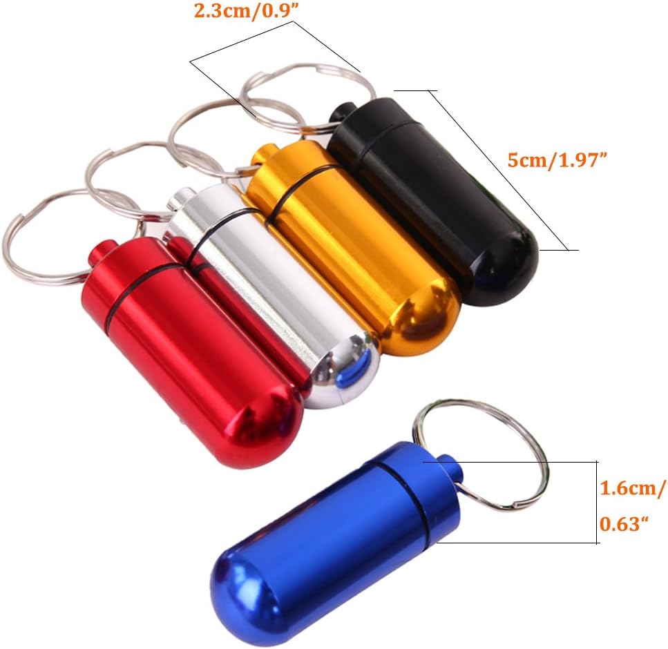 Set of 9 Aluminum Metal Pill Box Case with Keychain – Outdoor Medicine ...