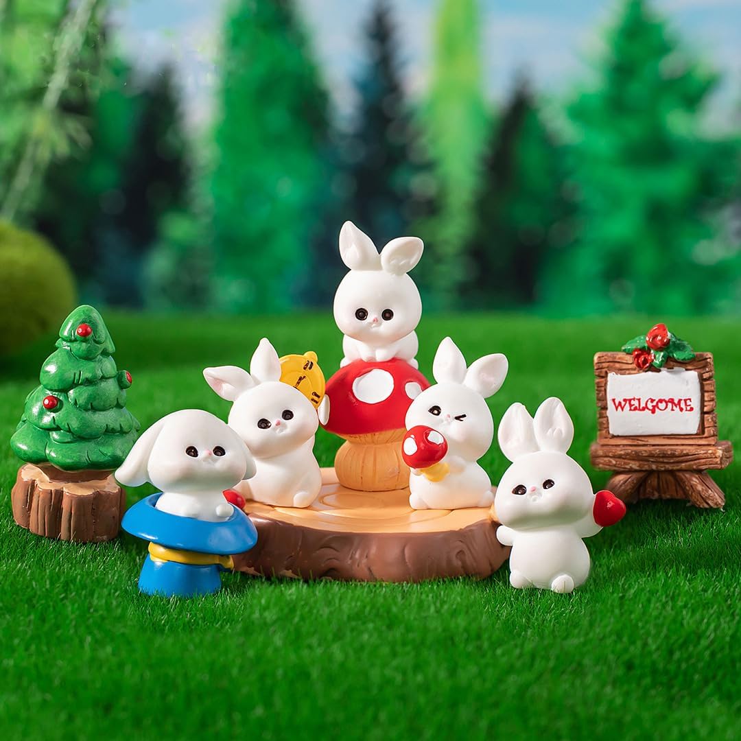 Amazon.com: MAOMIA 12 Pcs Rabbit Figures for Kids, Bunnies Toy Set Cake ...