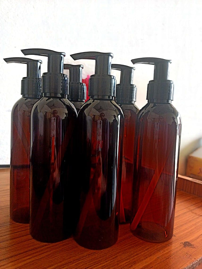 RK 200 ml Amber Pet Pump Bottle for DIY cosmetic- Sun Proof, Oxidize ...