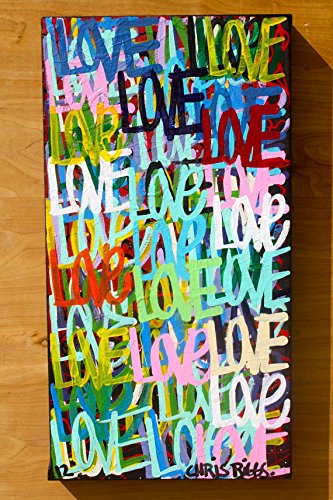 Amazon.com: CHRIS RIGGS Original Love Peace Hearts Painting 29" x 15 ...