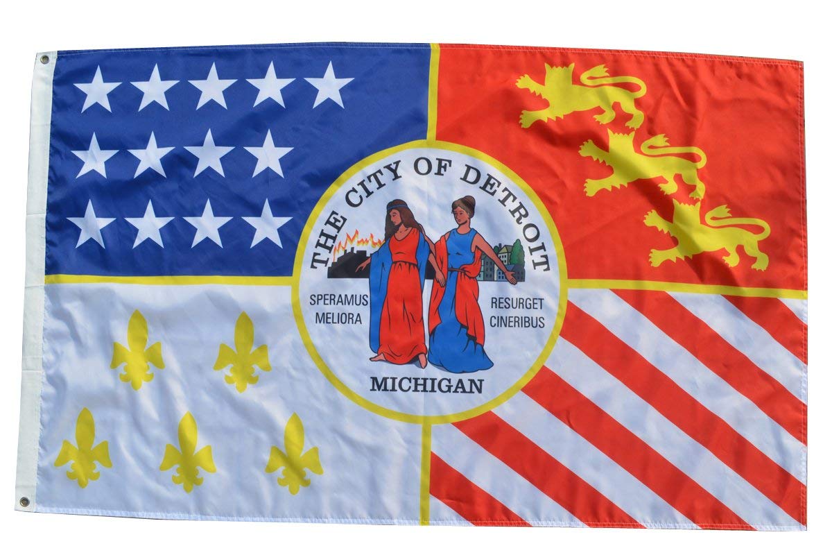 Amazon.com : Fyon Large Flag City of Detroit, Michigan Flag 3X5Ft ...