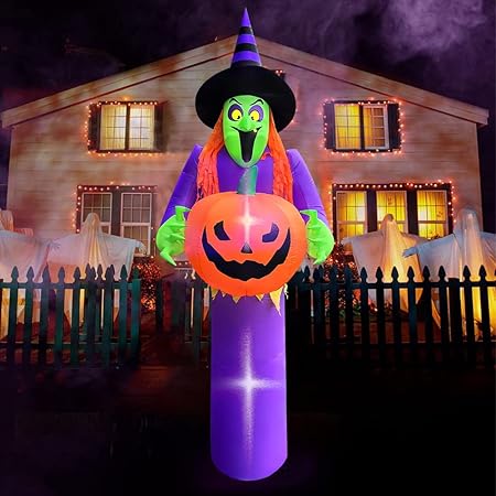 Amazon.com : Tiotutio 10FT Halloween Inflatables Witch Outdoor ...