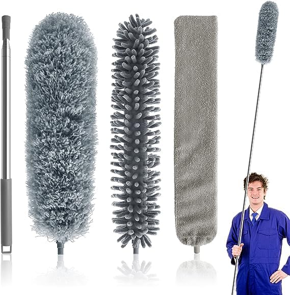 Whixant 4 Pcs Extendable Feather Duster, Bendable Microfiber Duster ...