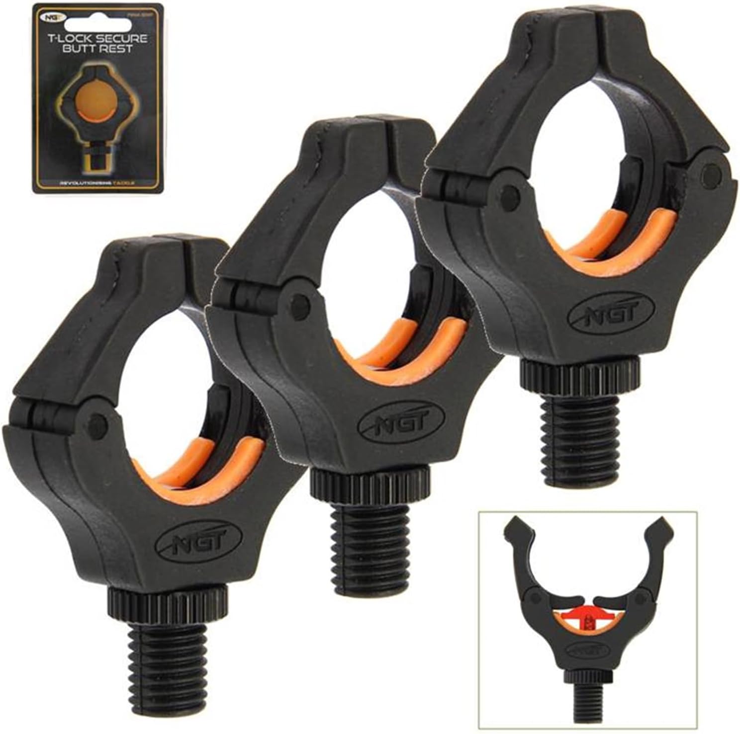 NGT T Lock Rod Rest Fully Locking Spring Clamp Rear Rod Rest (2 ...