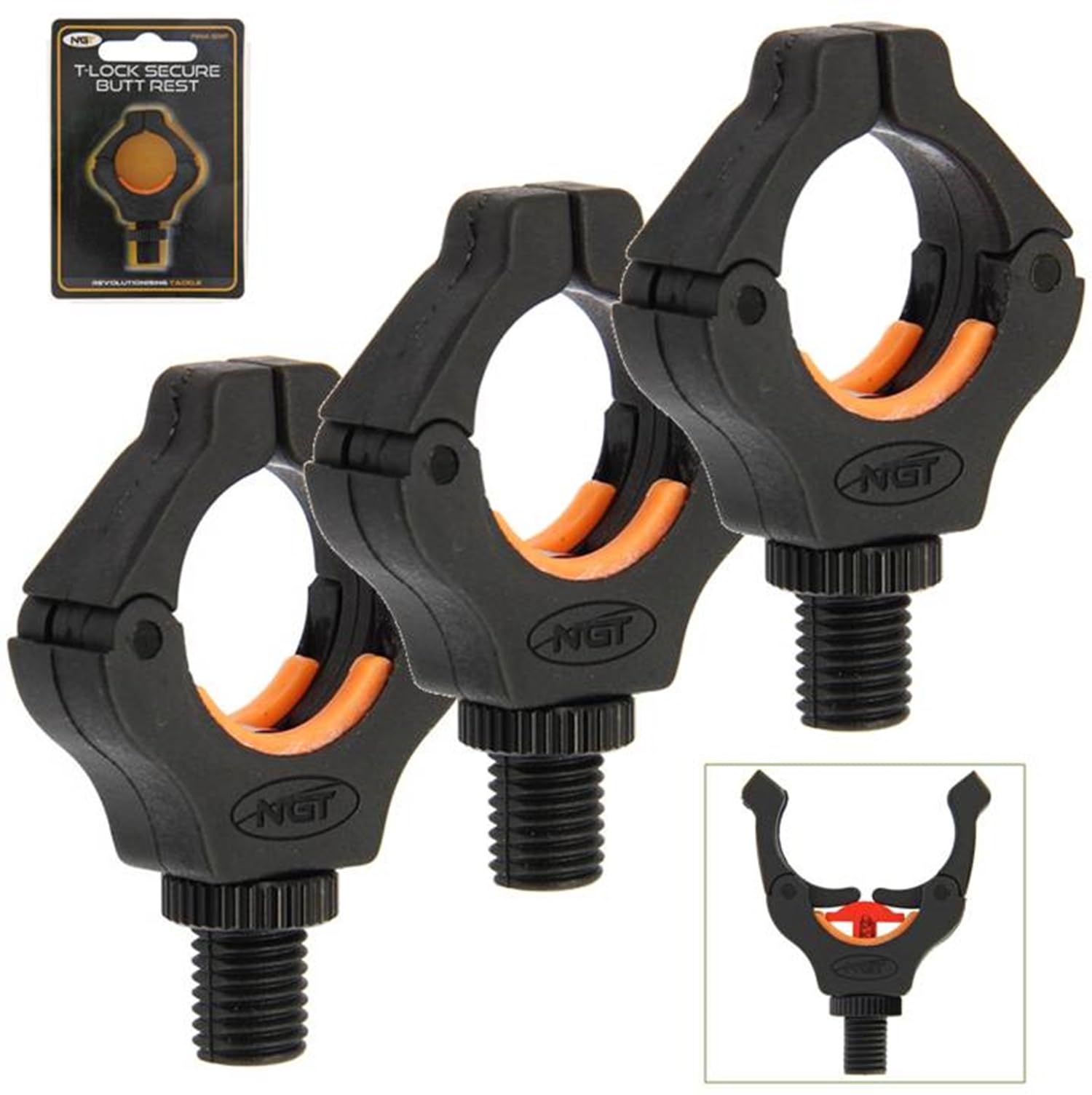 NGT T Lock Rod Rest Fully Locking Spring Clamp Rear Rod Rest (2 ...
