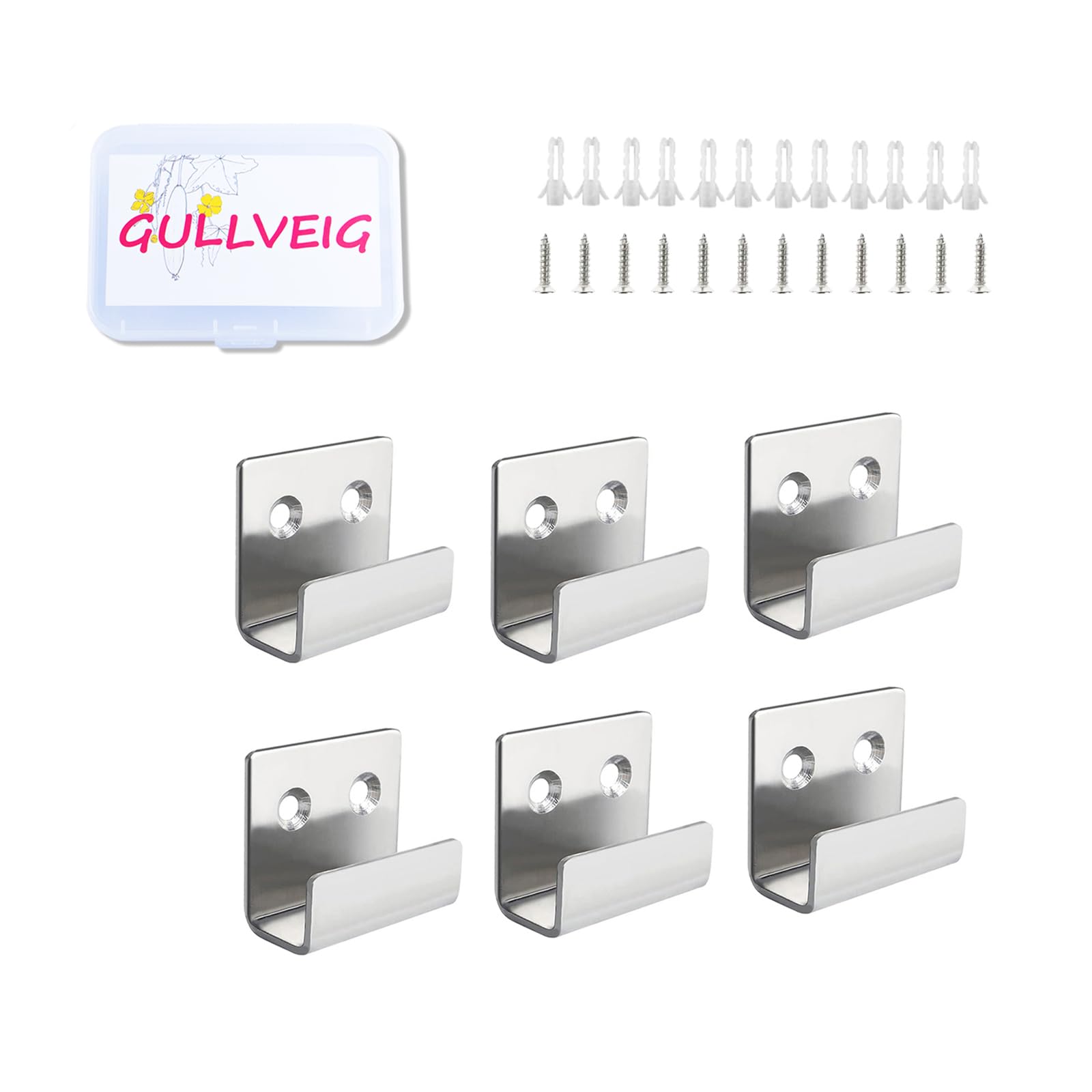 Gullveig Silver 15mm Stainless Steel Wall Hooks, Heavy Duty Mirror ...