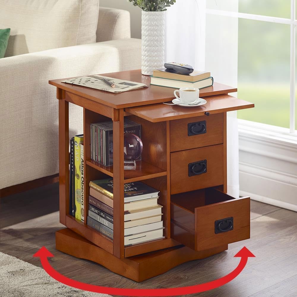 Amazon.com: Hammacher Schlemmer Rotating End Table - Walnut, Rotates ...