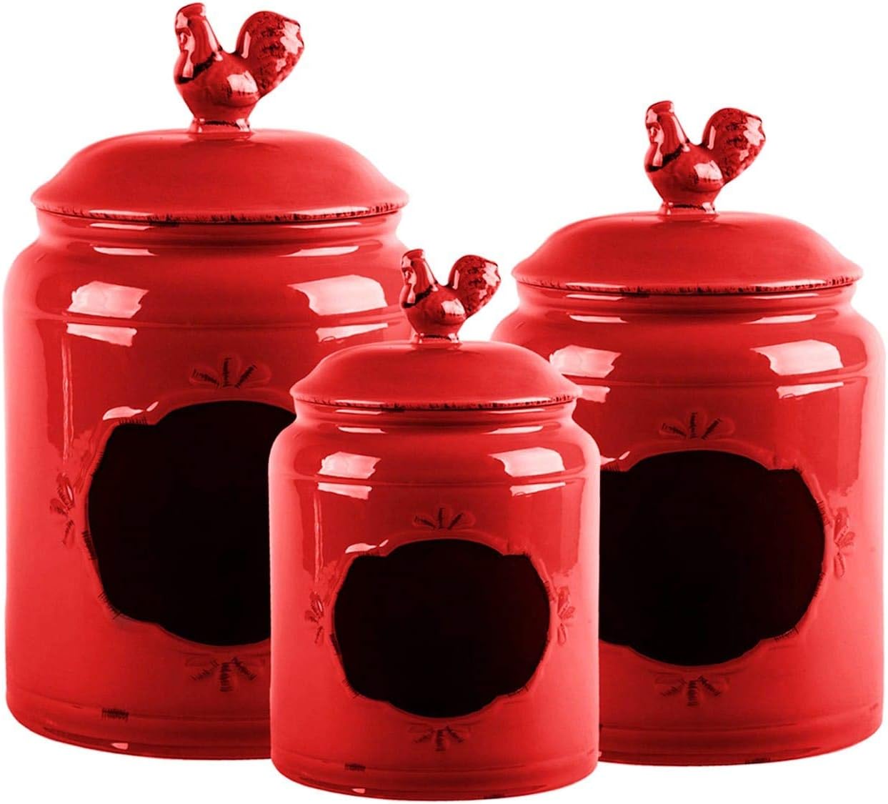 Amazon.com: Home Essentials 3 PC Rooster Canisters - Set of 3 Farmhouse ...