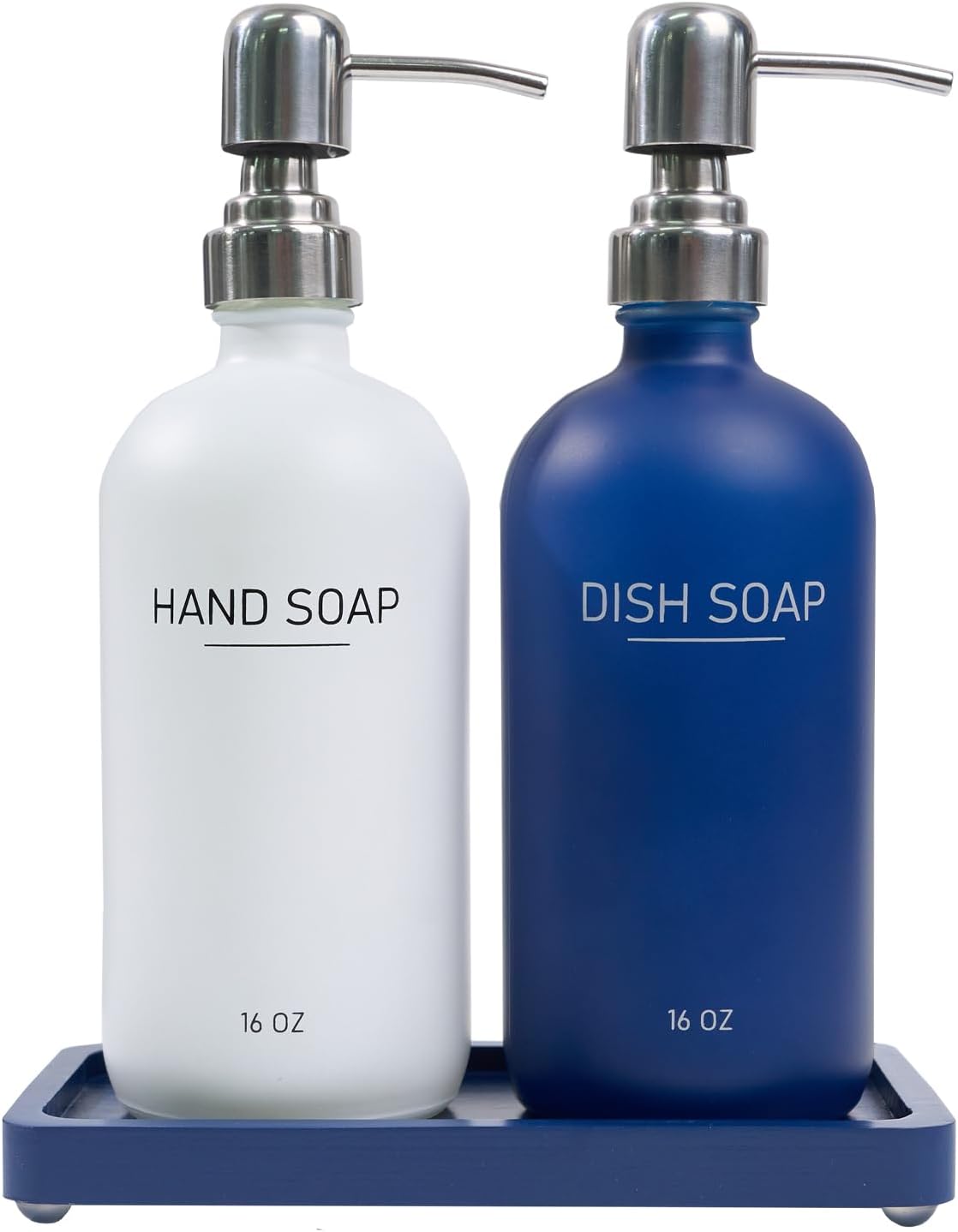 Amazon.com: Navy Blue Dish Soap Dispenser for Kitchen - 16 OZ Glass ...