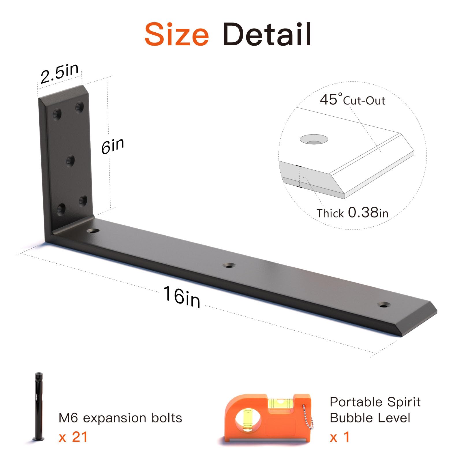 Snapklik.com : 16" Countertop Support Brackets 4 Pack, 3/8" Thick Heavy ...