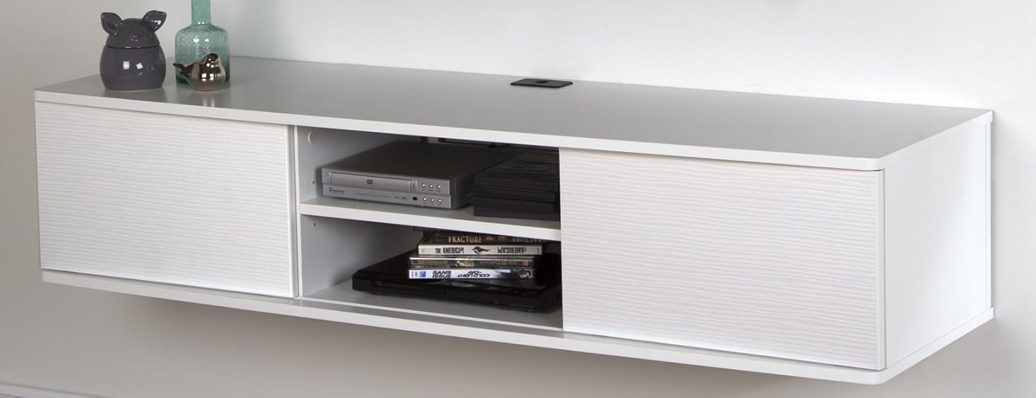 South Shore Floating Wall Mounted Media Console, Pure White : Amazon.co ...