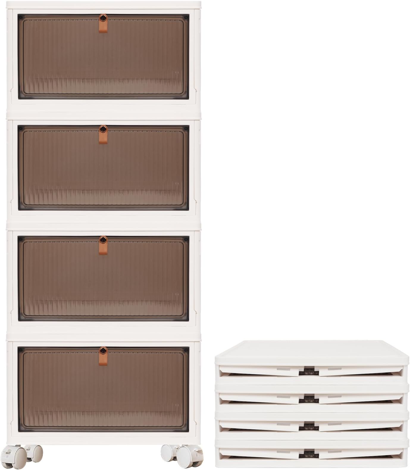 UHAPEER 5 Tier Folding Storage Box,Plastic Collapsible Storage Box with ...