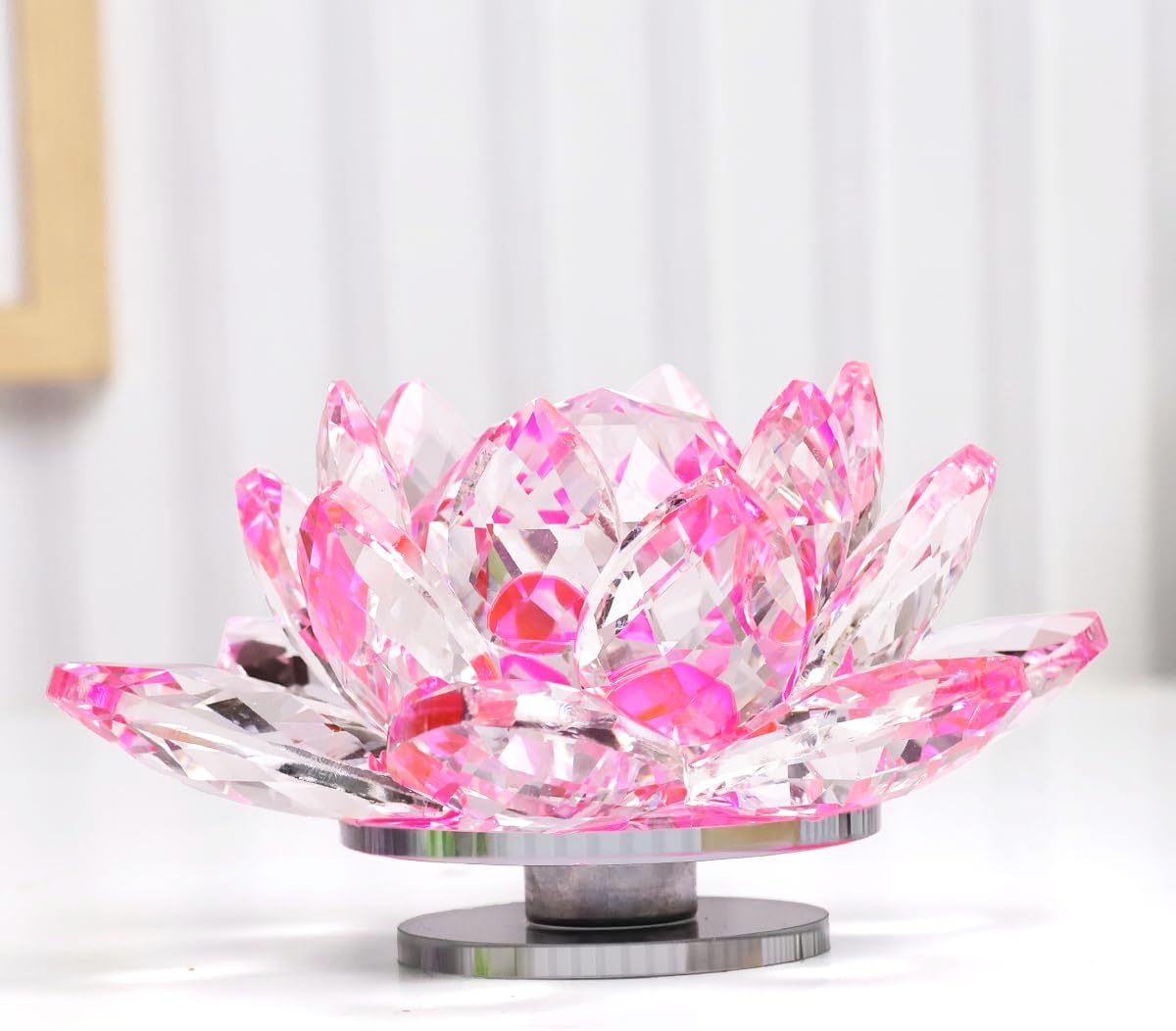 Buy Reiki Crystal Products Crystal Lotus Showpiece (30 mm, Multicolour ...
