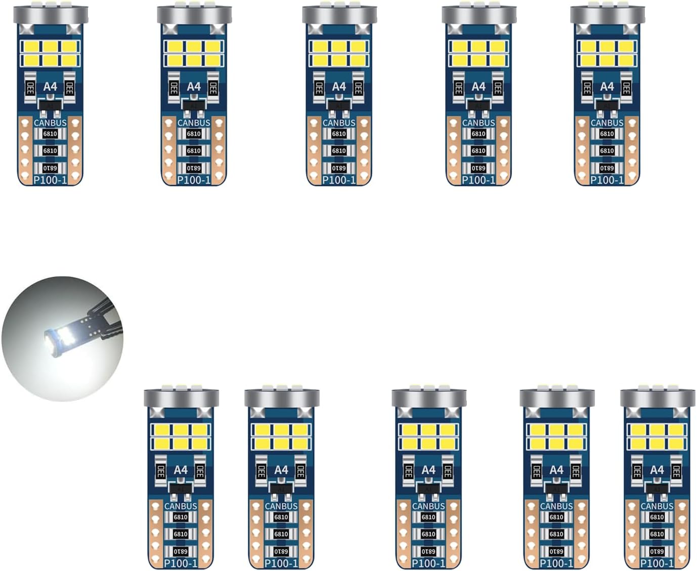 MSA T10 XENON White LED Error Free Canbus 5 SMD W5W 501 Side Light Bulb ...