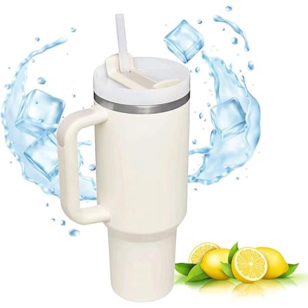Somerway 40oz Thermobecher mit Griff und Stroh, 1200ml Auslaufsicherer Kaffeebecher to Go ...