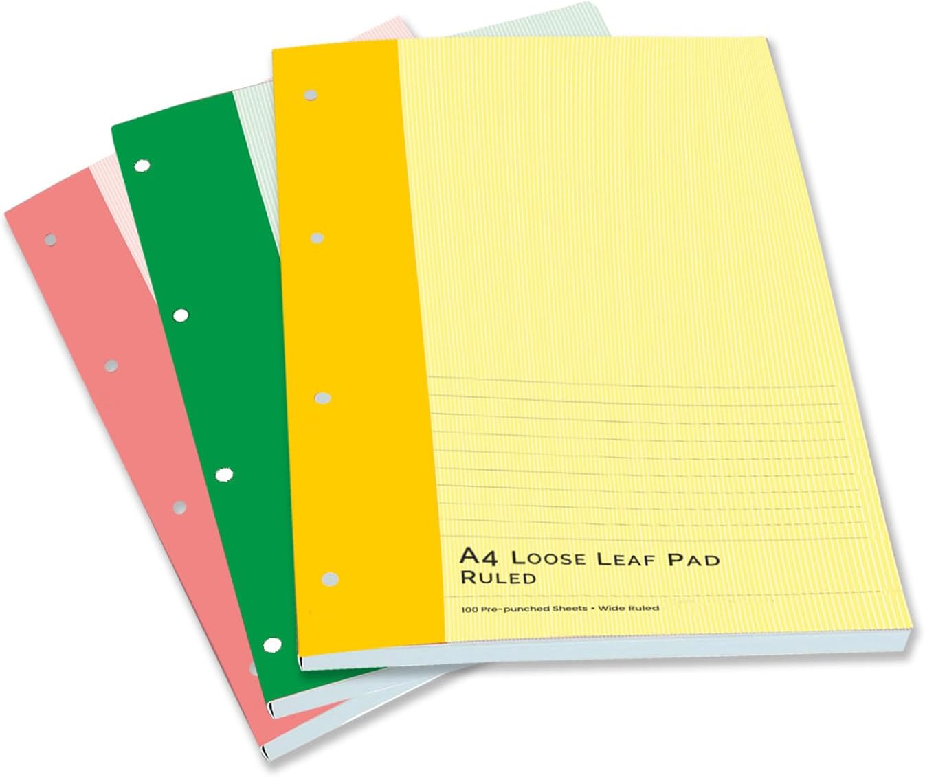 amazon basics A4 Loose Leaf Report Pad | Ruled | Pre Punched For Easy ...