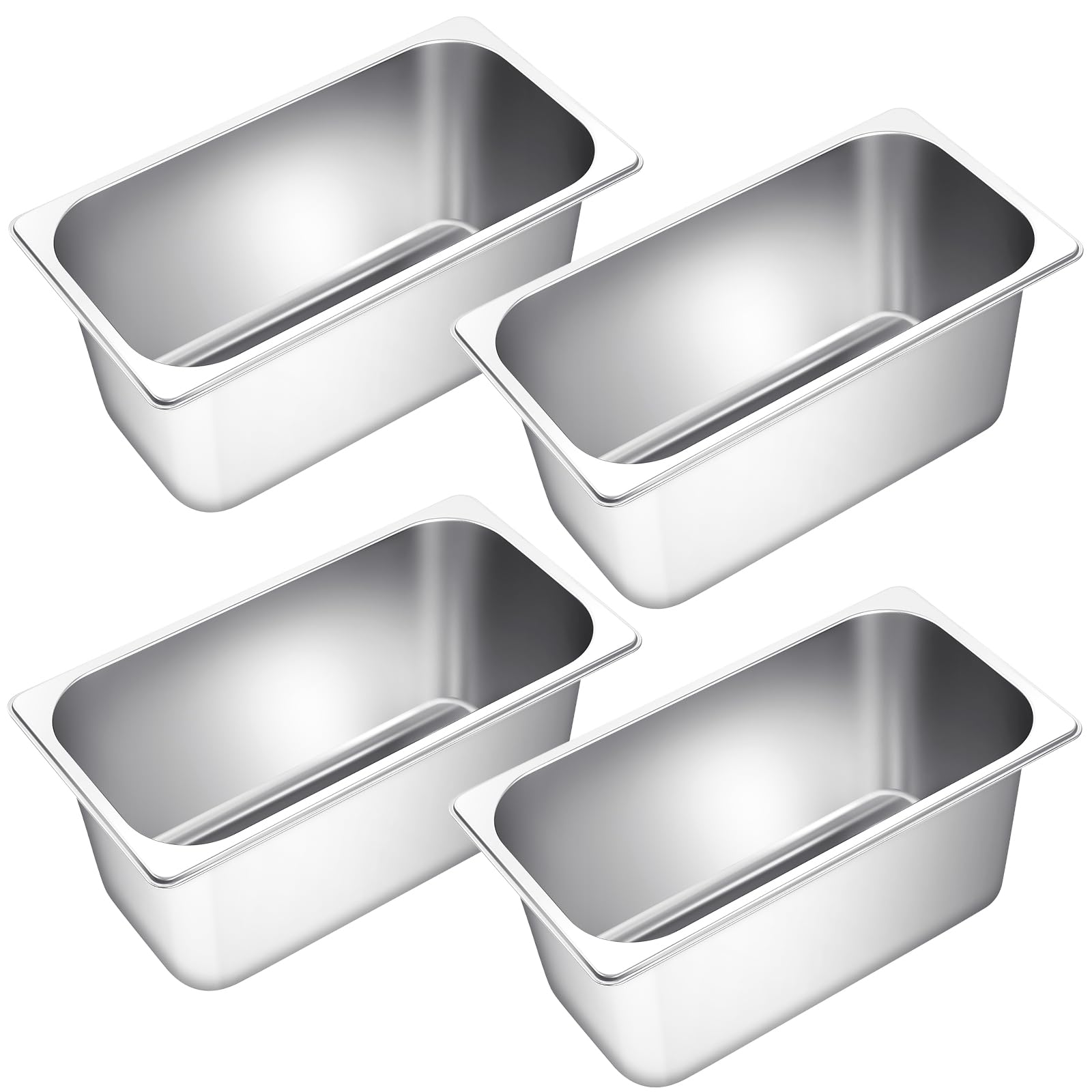 Hsei 4 Pack Hotel Pan 1/3 Size 6" Deep Steam Table Pan Stainless Steel ...