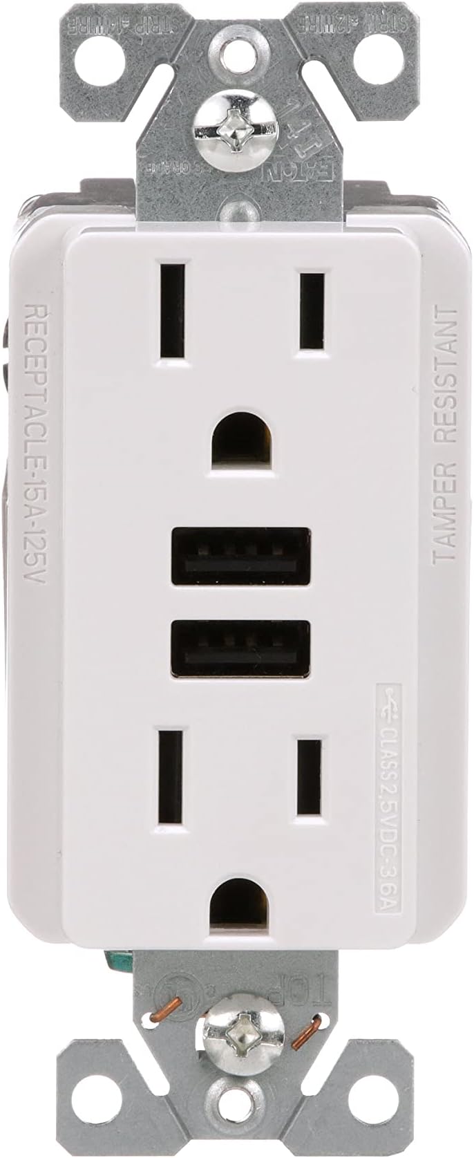 Eaton USB-C Charger with TR Duplex Receptacle Without Wallplate, White ...