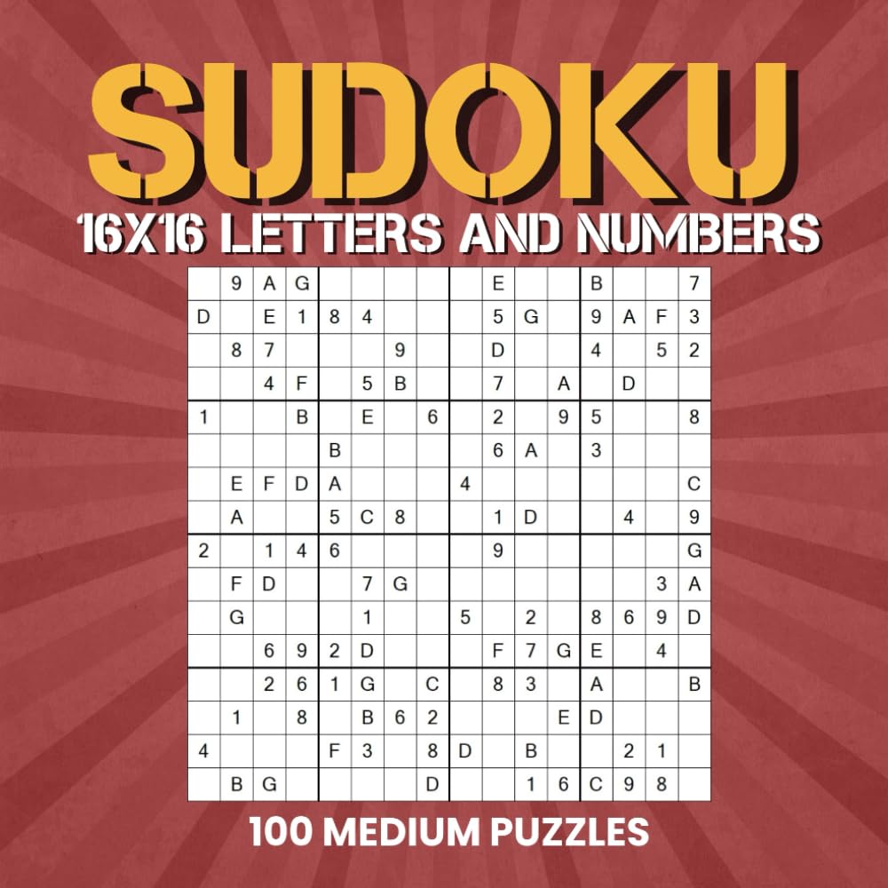 Amazon.com: Sudoku 16x16 Letters and Numbers: 100 Medium Sudoku 16x16 ...