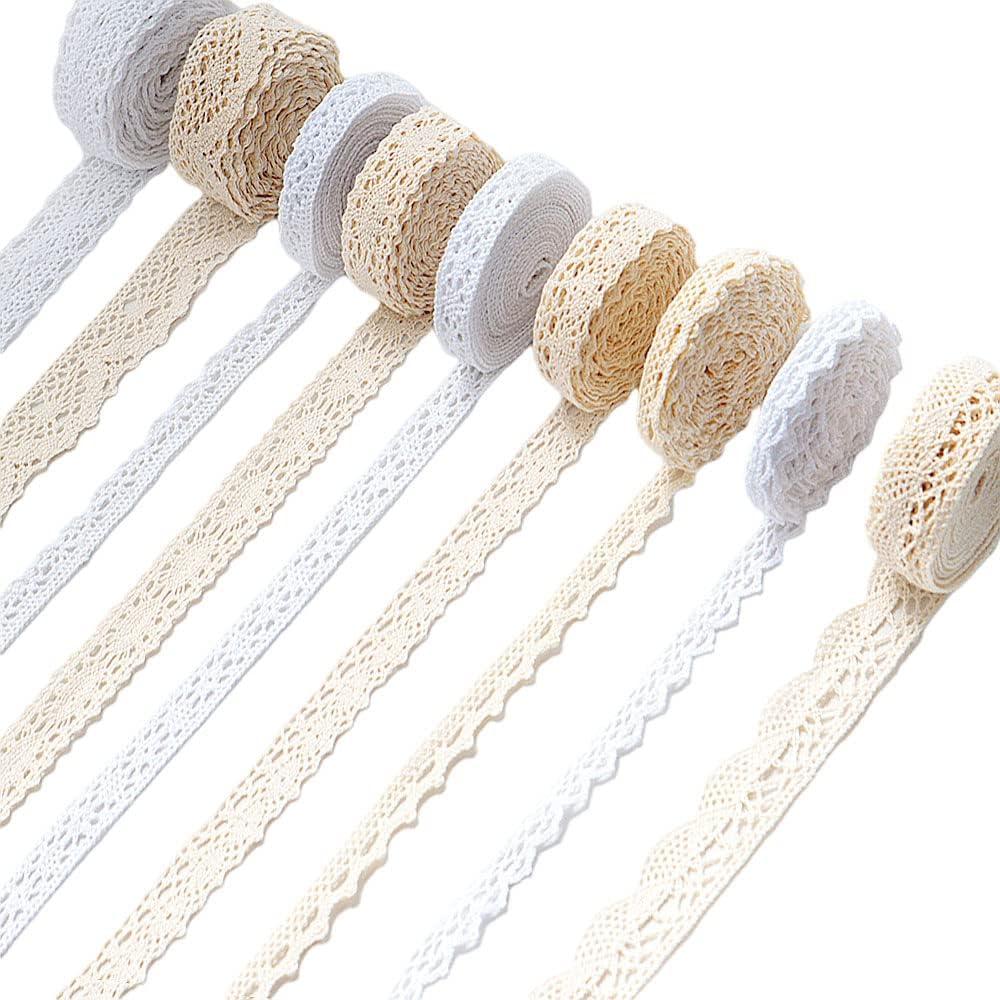 Amazon.com: Lace Ribbon, White Eyelet Lace Trim, Assorted Scalloped ...