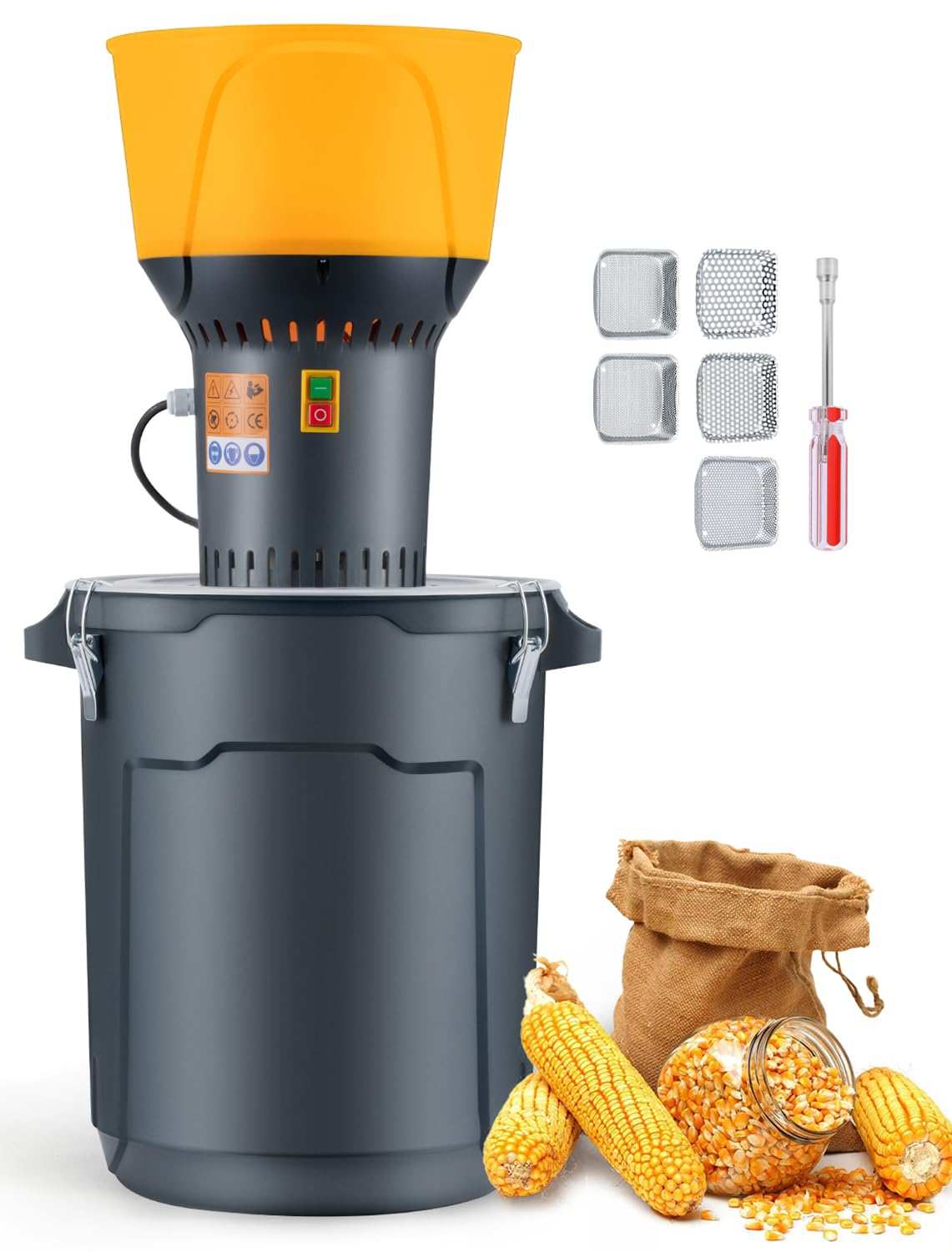 Moongiantgo Grain Mill Grinder Electric Corn Grinder 1300W Feed Mill ...