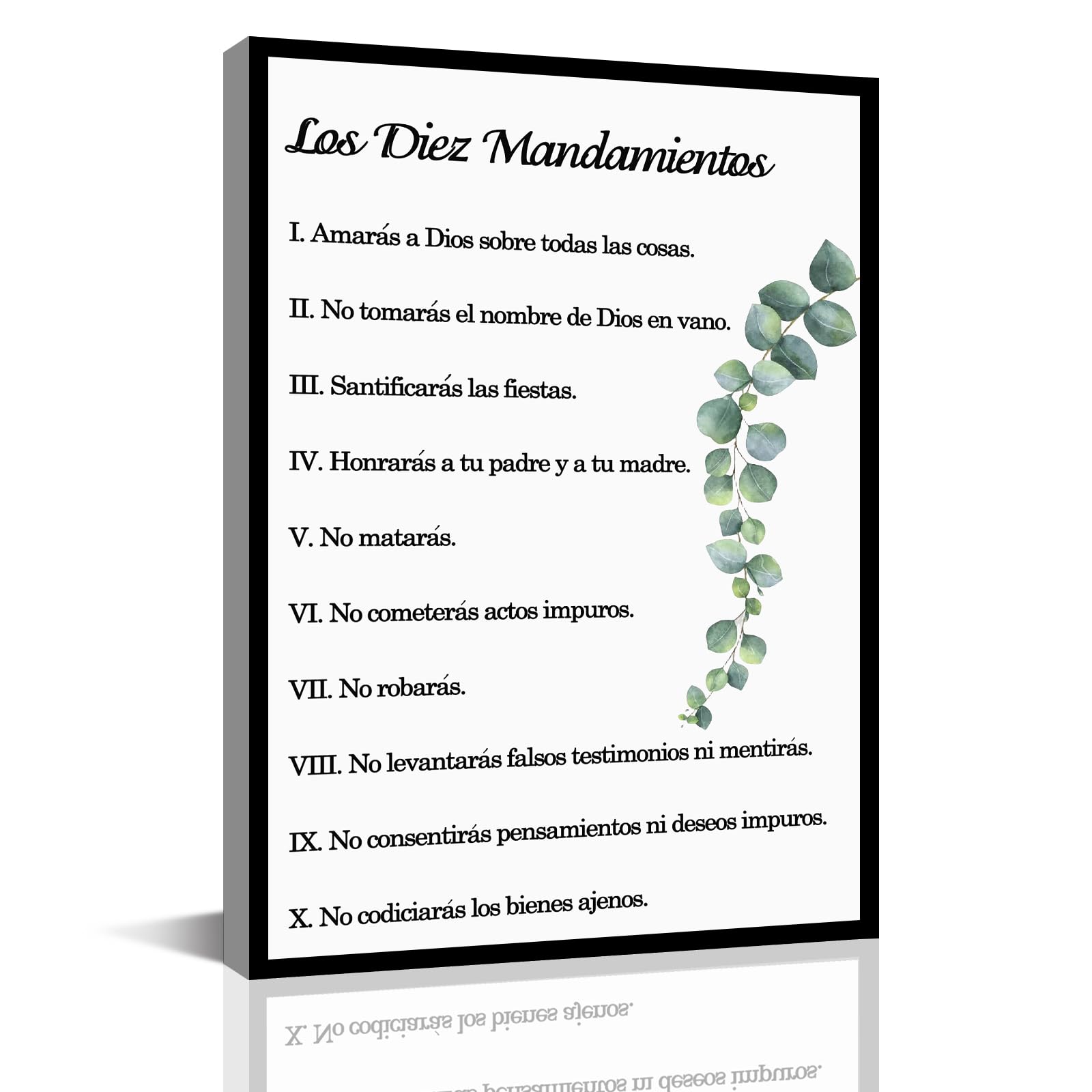 Amazon.com: Canvas Wall Art Los 10 Mandamientos En Español Para Pared ...