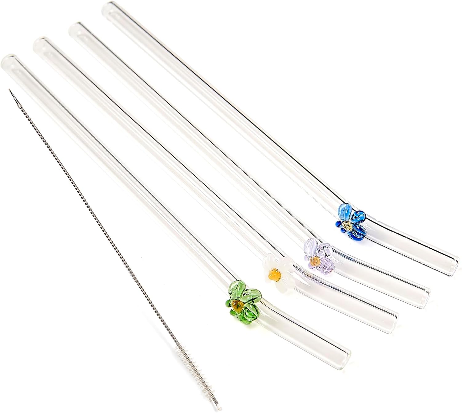 Amazon.com: 6 Pcs Glass Straws with Design Reusable Sakura Drinking ...
