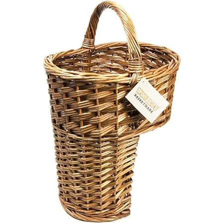 H-line White Oval Wicker Stair Step Storage Basket With Carry Handle ...