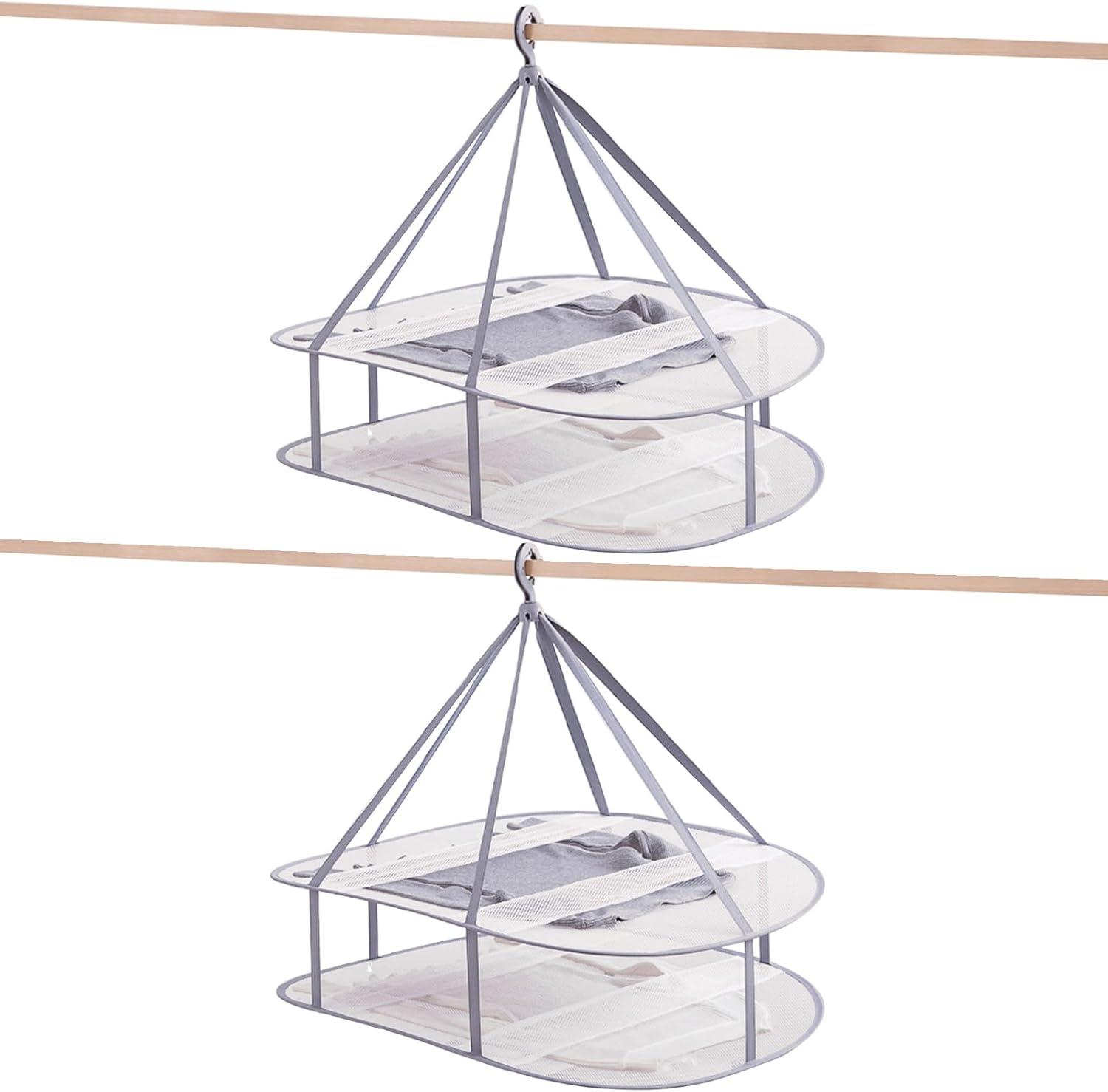 Amazon.com: WEISGJA 2 Tier Folding Mesh Clothes Drying Rack with ...