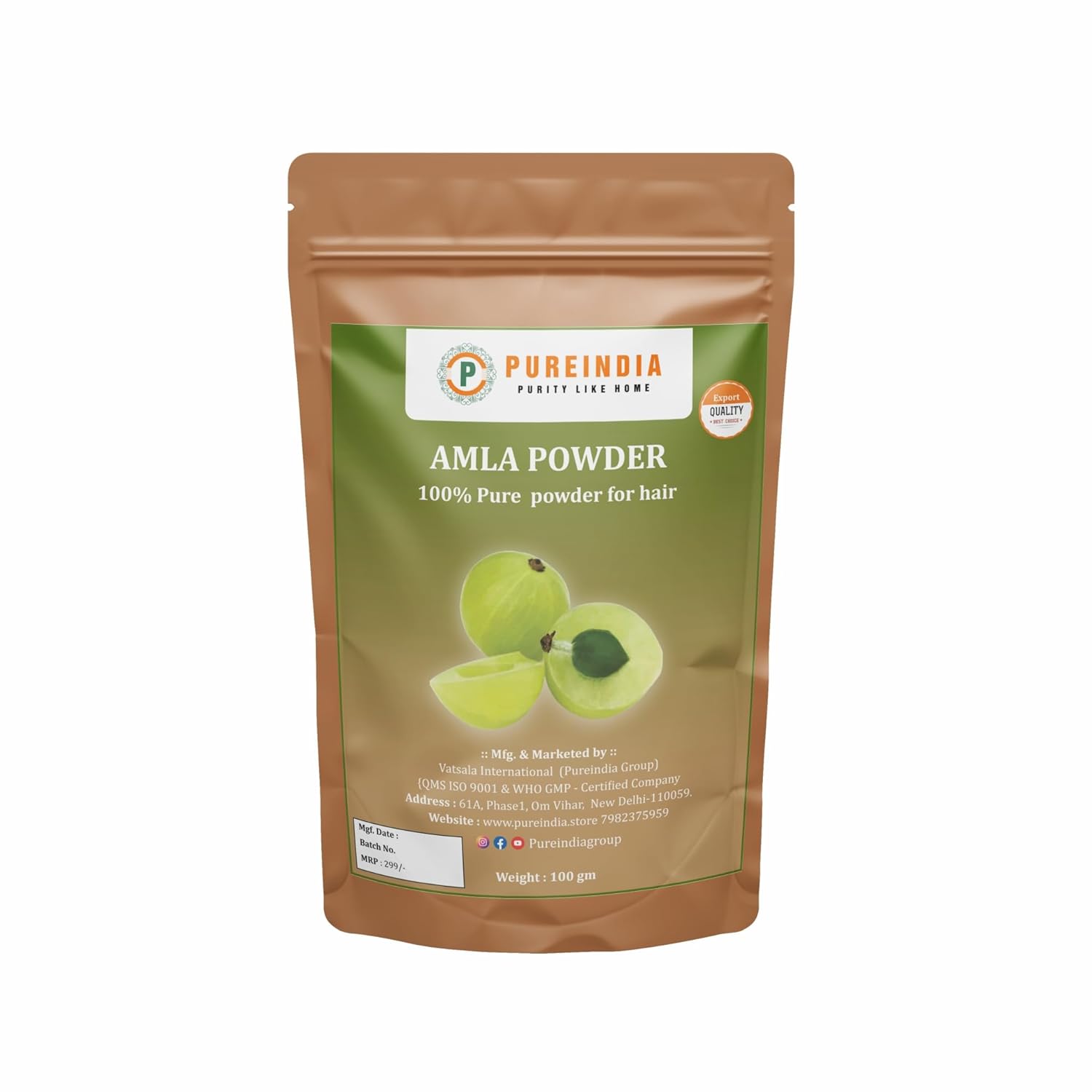 Pureindia | Amla Powder For Hair Care | Stop Hairfall | Gooseberry Powder | For Long Black Hair ...