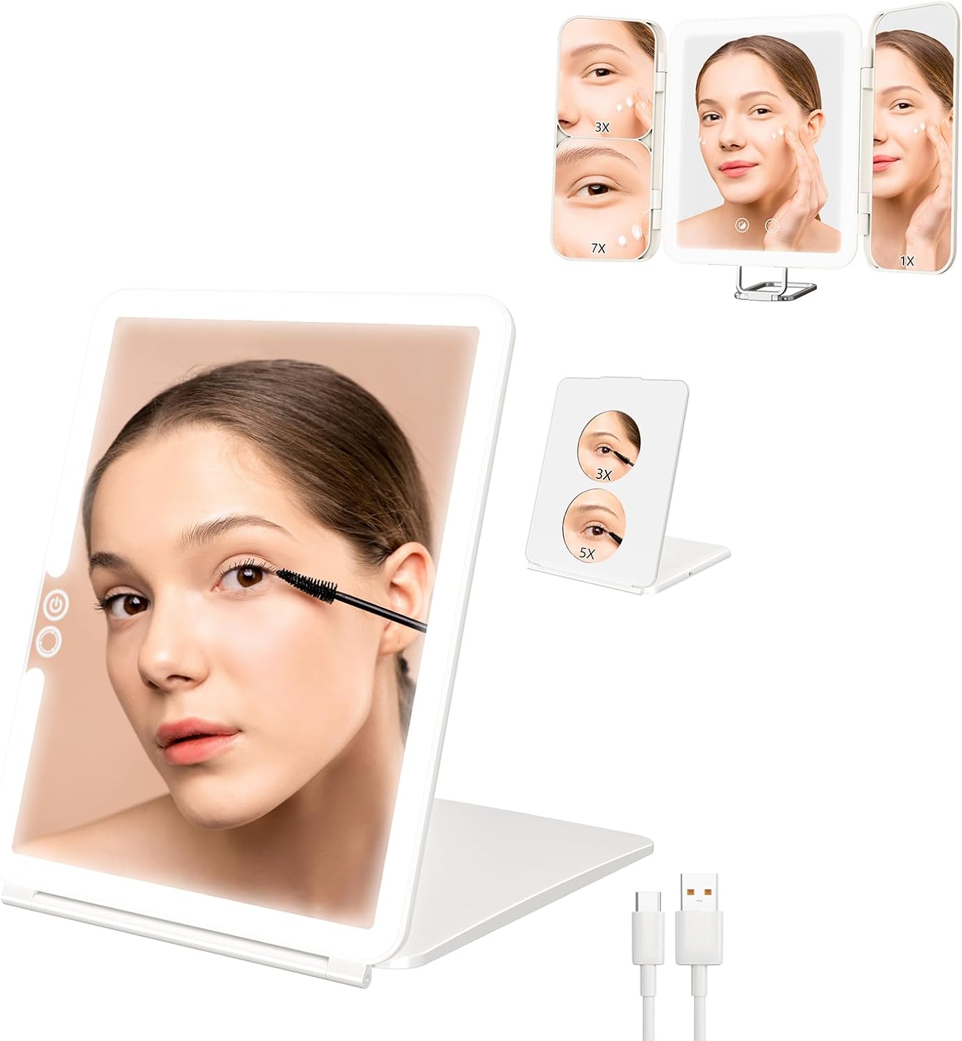 Amazon.com: OUMUSU Large Travel Makeup Mirror with 5X 3X Magnifying ...