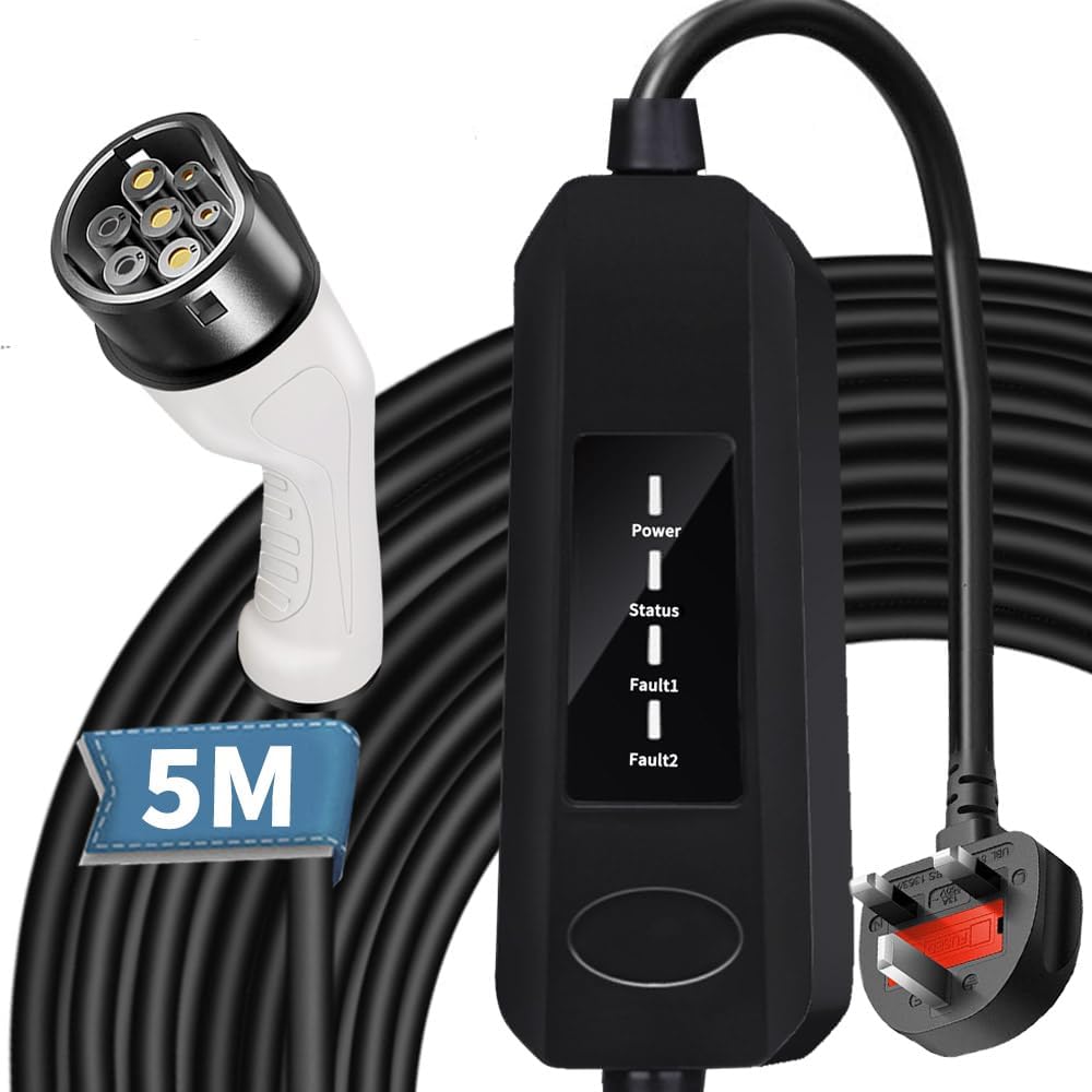 EV Charger Cable Type 2 to 3 Pin Plug, Max.3kW Electric Car Charger ...