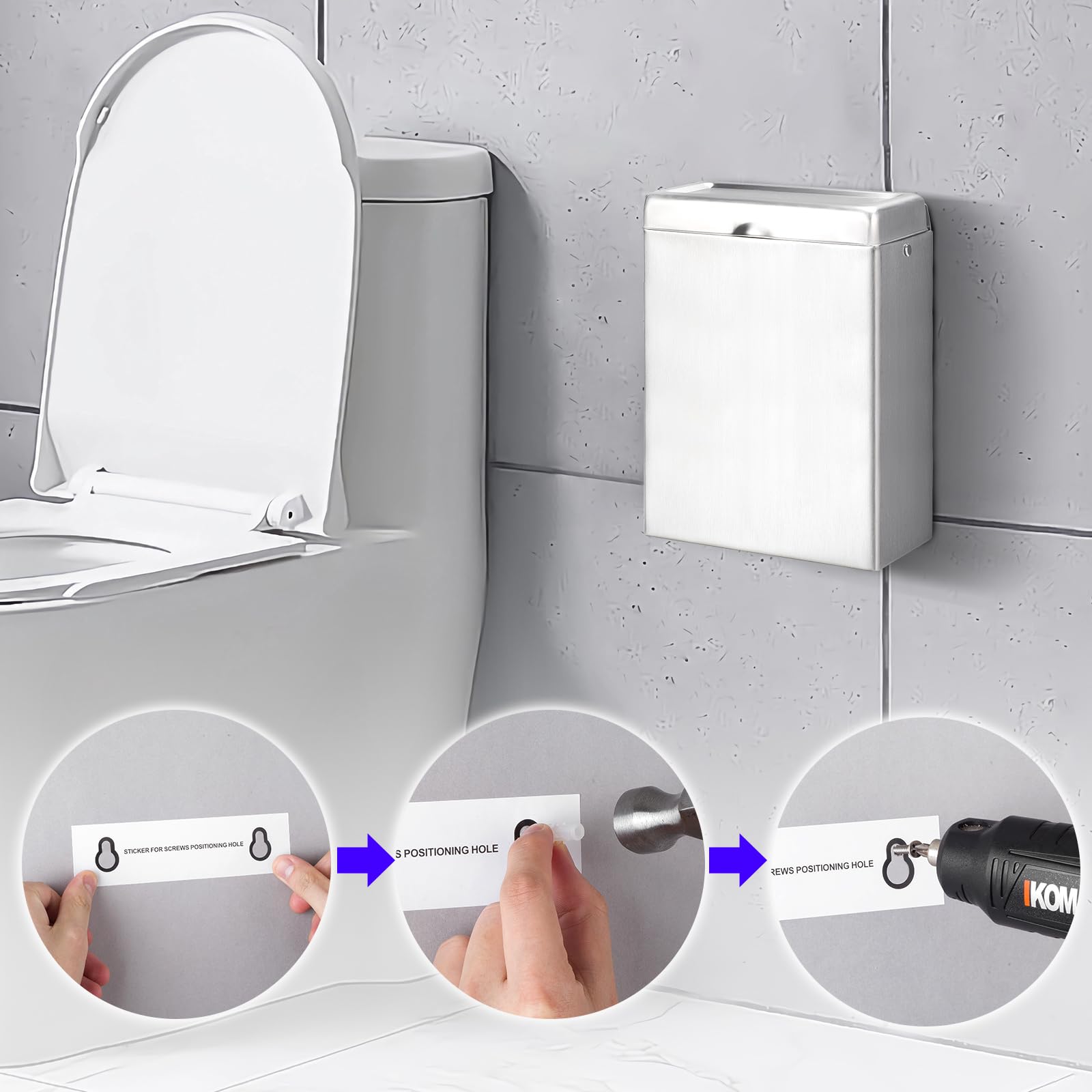 Snapklik.com : Sanitary Napkin Receptacle Wall Mounted Tampon Holder ...