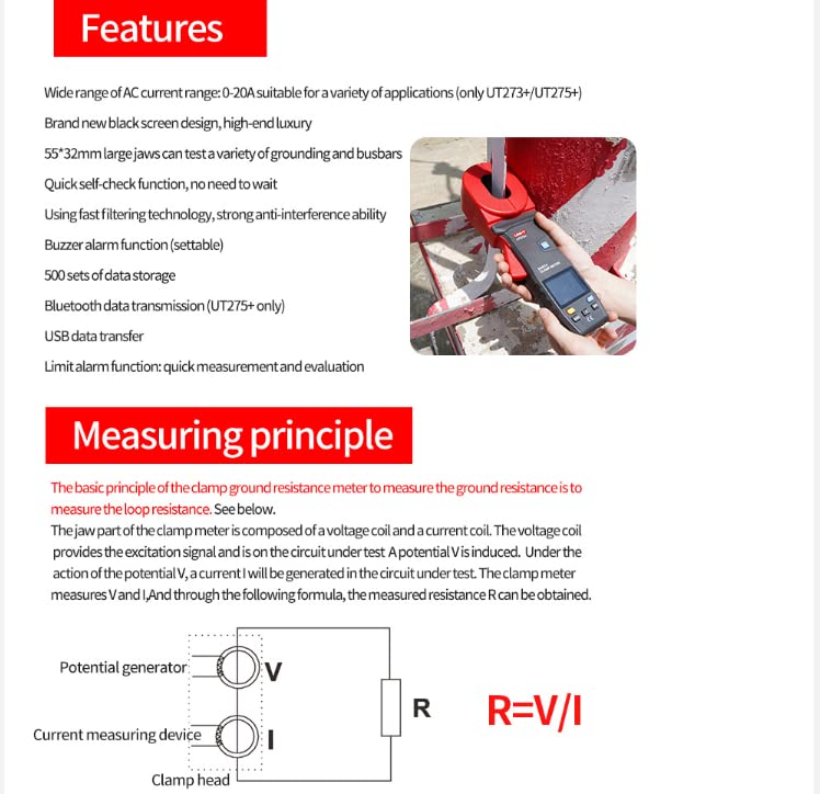Snapklik.com : UNI-T Clamp Ground Resistance Tester UT273+ UT275 UT276A ...