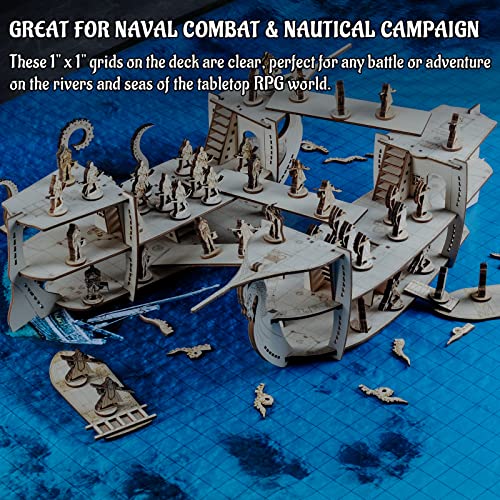3D RPG Miniatures Ship Wood Laser Cut, 3-Level with 1" Grid Battle ...