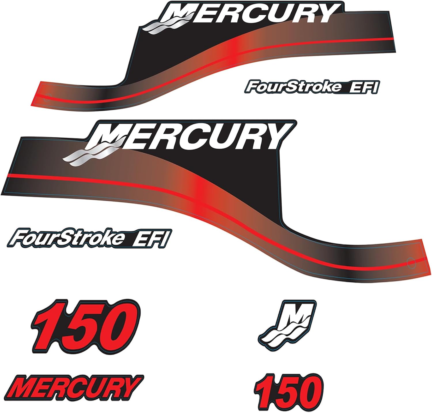 Amazon.com: Decals for Mercury 150 hp Four Stroke Outboard Engine Decal ...