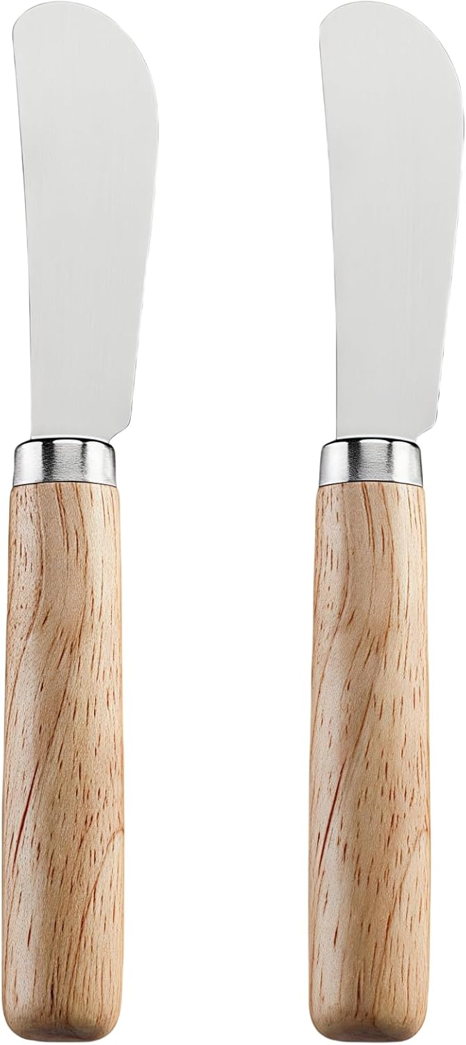 Amazon.com | LacusMare Butter Knives Set of 2, Oak Handle, Durable ...