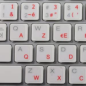Amazon.com: FRENCH AZERTY KEYBOARD LABELS LAYOUT with RED LETTERING ...