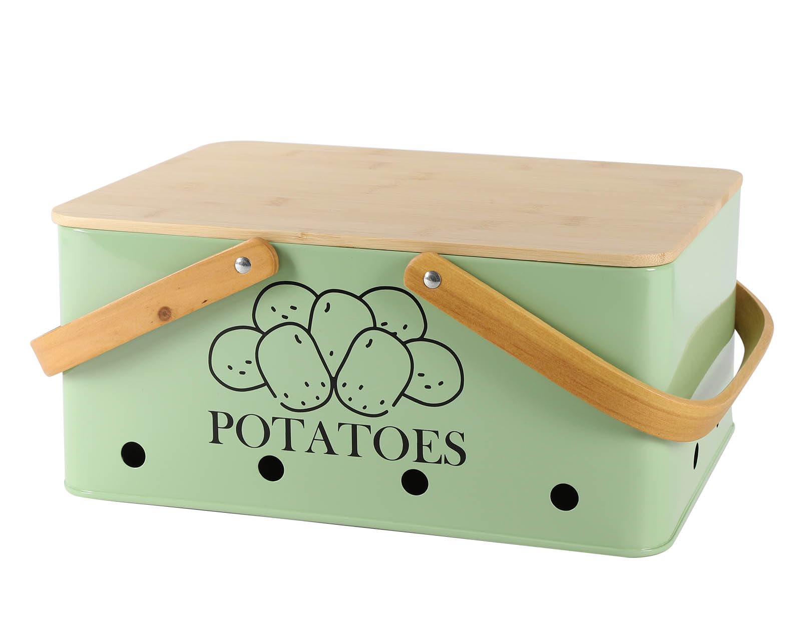 Xbopetda Potato Storage, Potato Storage Container with Wooden Lid ...
