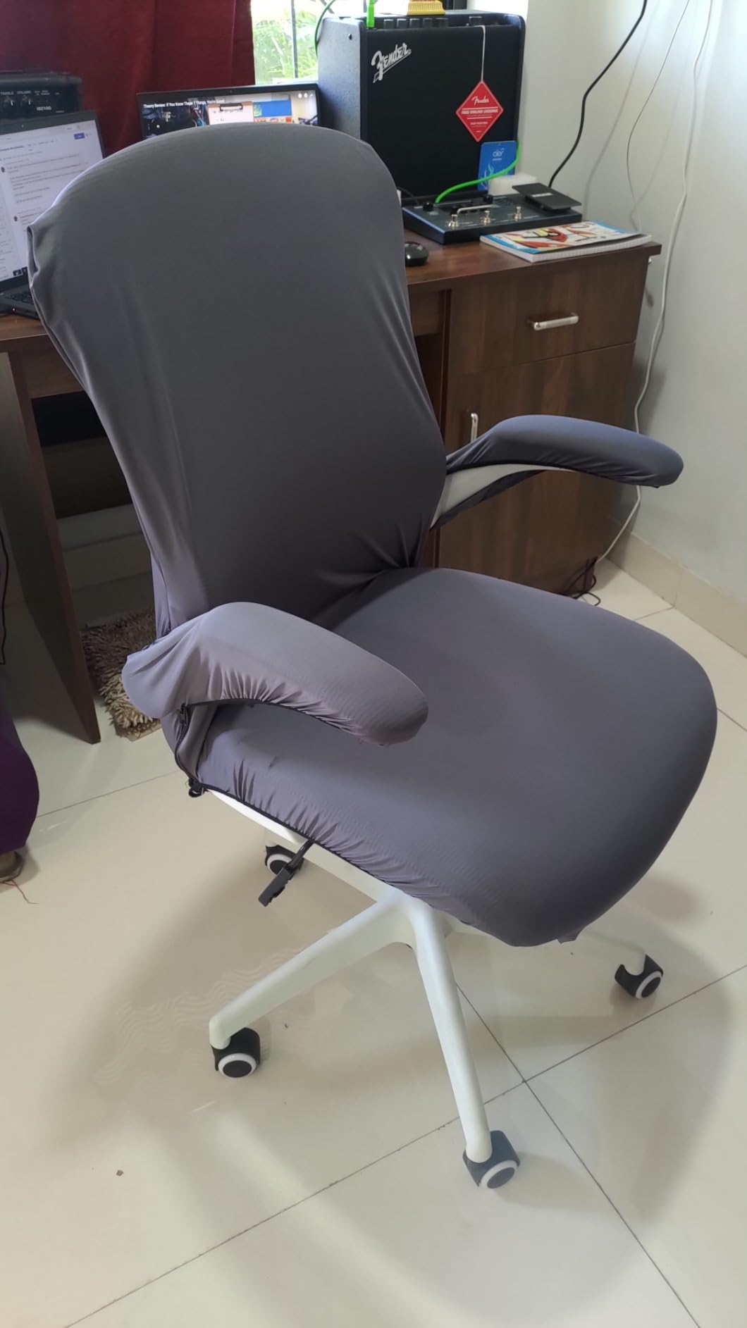 The Furnishing Tree Spandex Office Chair Cover with Handle Cover Coffee ...