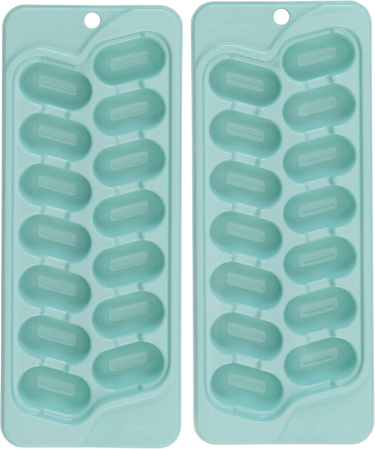 GoodCook Pack of 2 Plastic Ice Cube Trays with 14 Half Oz. Cavities ...