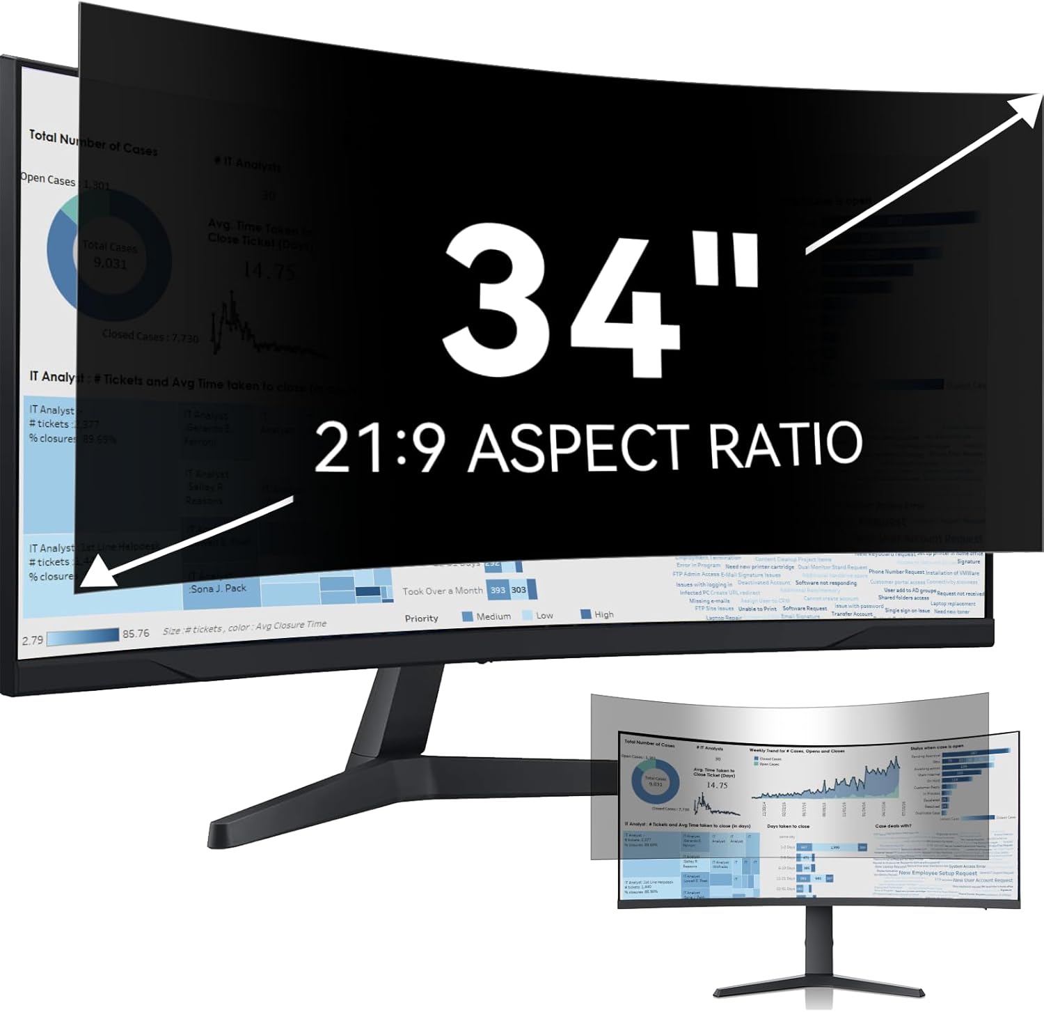 Amazon.com: 34 Inch Curved Computer Privacy Screen Filter for 21:9 ...