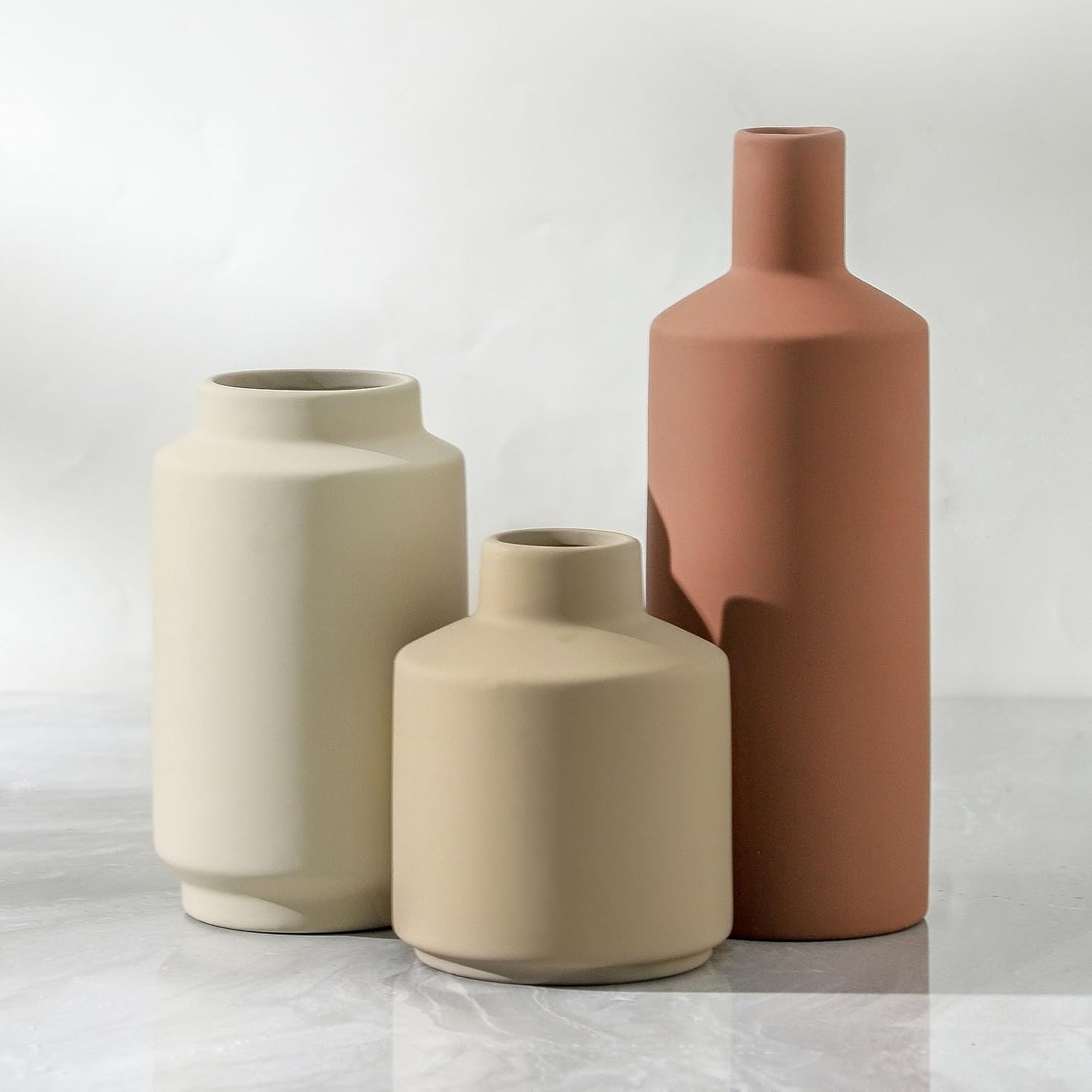 Amazon.com: Ceramic Vase Set of 3, Modern Decorative Vases for Home ...