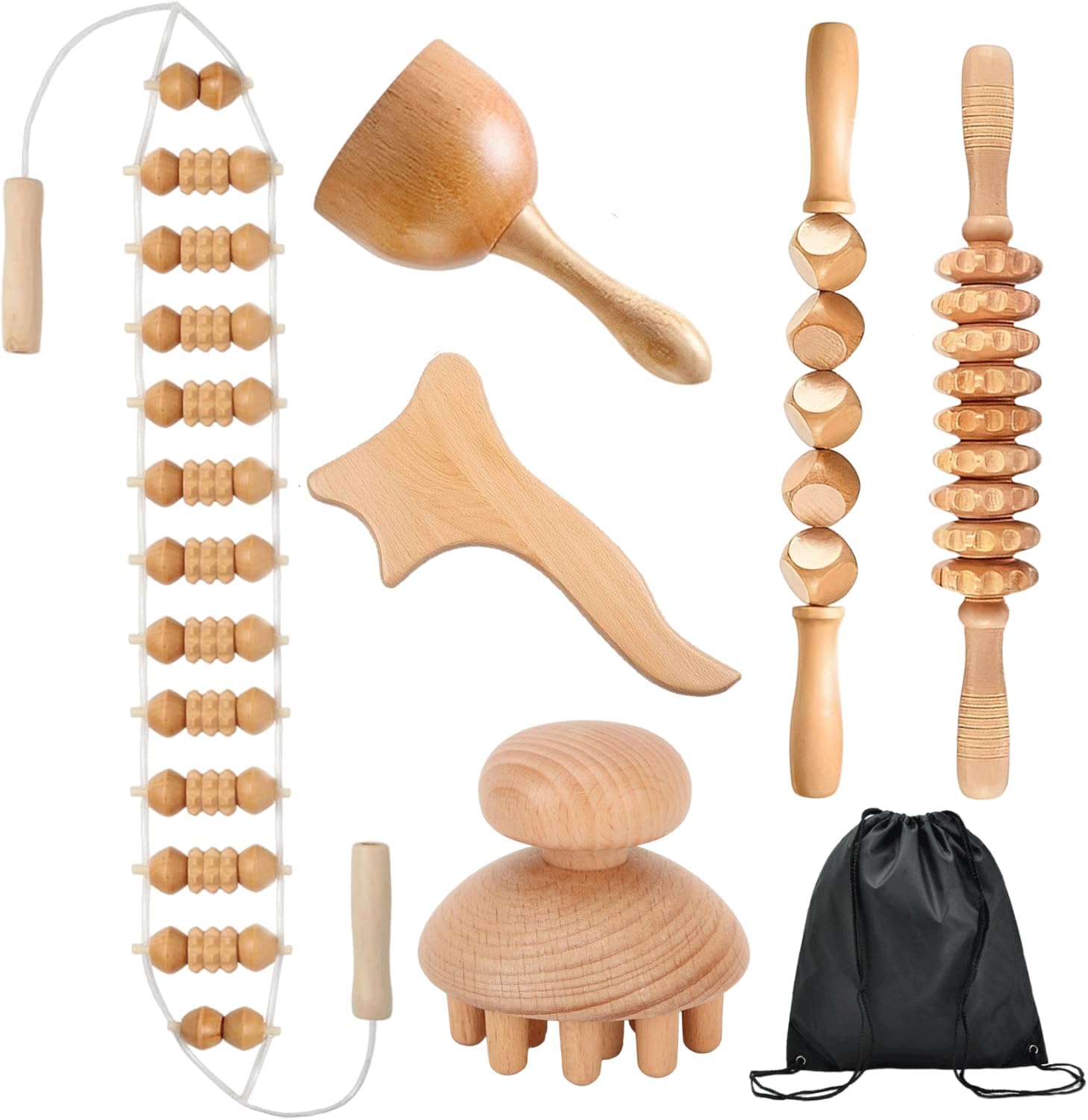 Amazon.com: Wood Therapy Massage Tools Kit, Wooden Massager Tools, Body ...