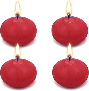 XHKDSYMC 4 PCS Red Floating Candles, Unscented Dripless Wax Discs 1.8 ...